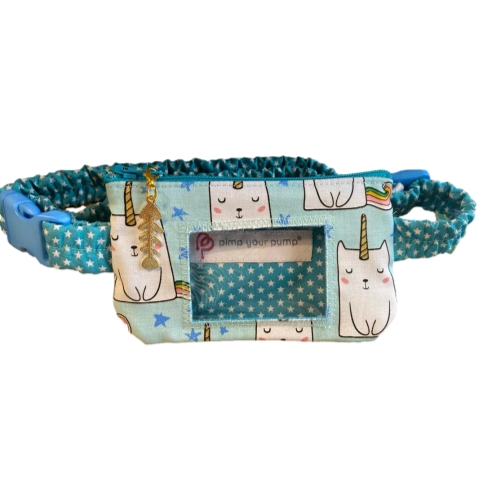 Insulin Pump pouch Blue Kittycorn with vinyl screen and 1 matching zip ...